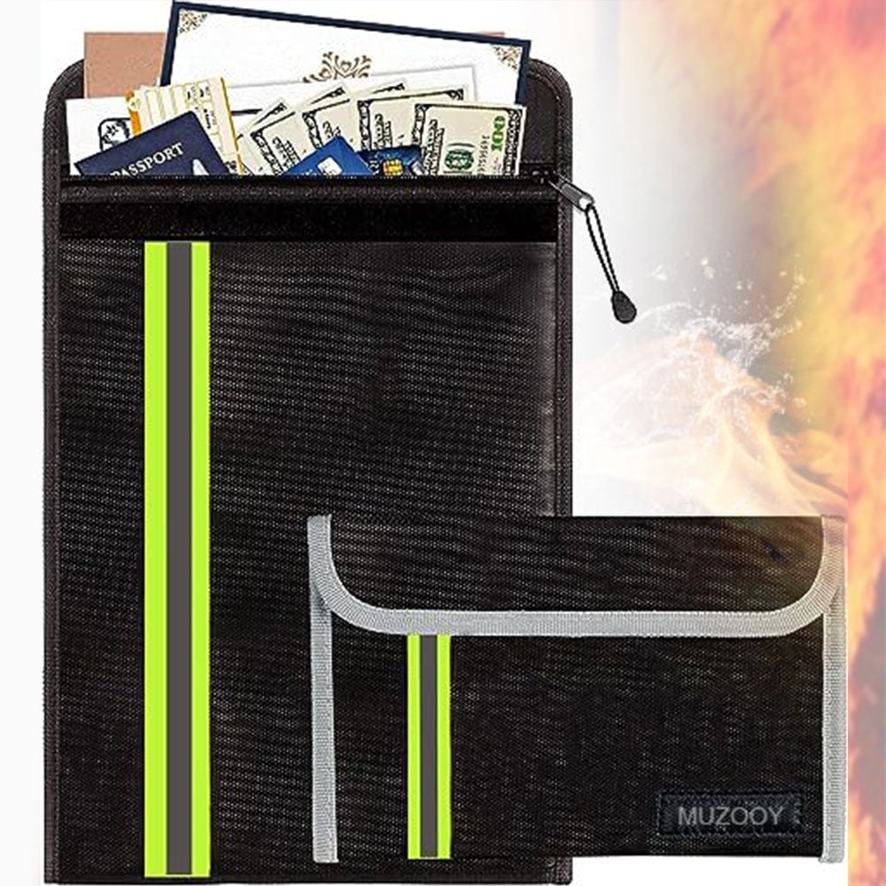MUZOOY Fireproof Waterproof Bag 2 Pack, for A4 Documents Holder File ...