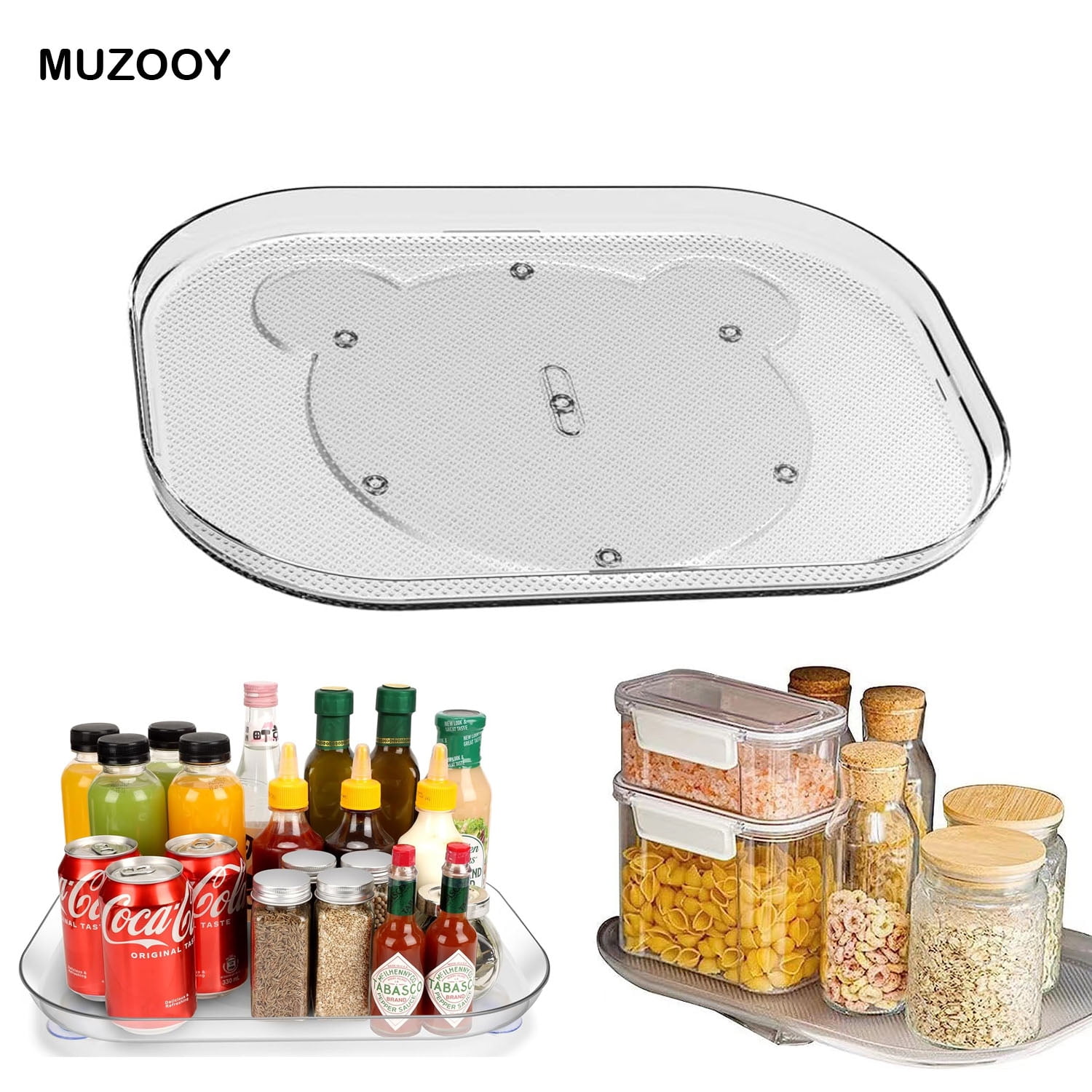 MUZOOY Large Lazy Susan Rotating Turntable Organizer, Rectangular ...