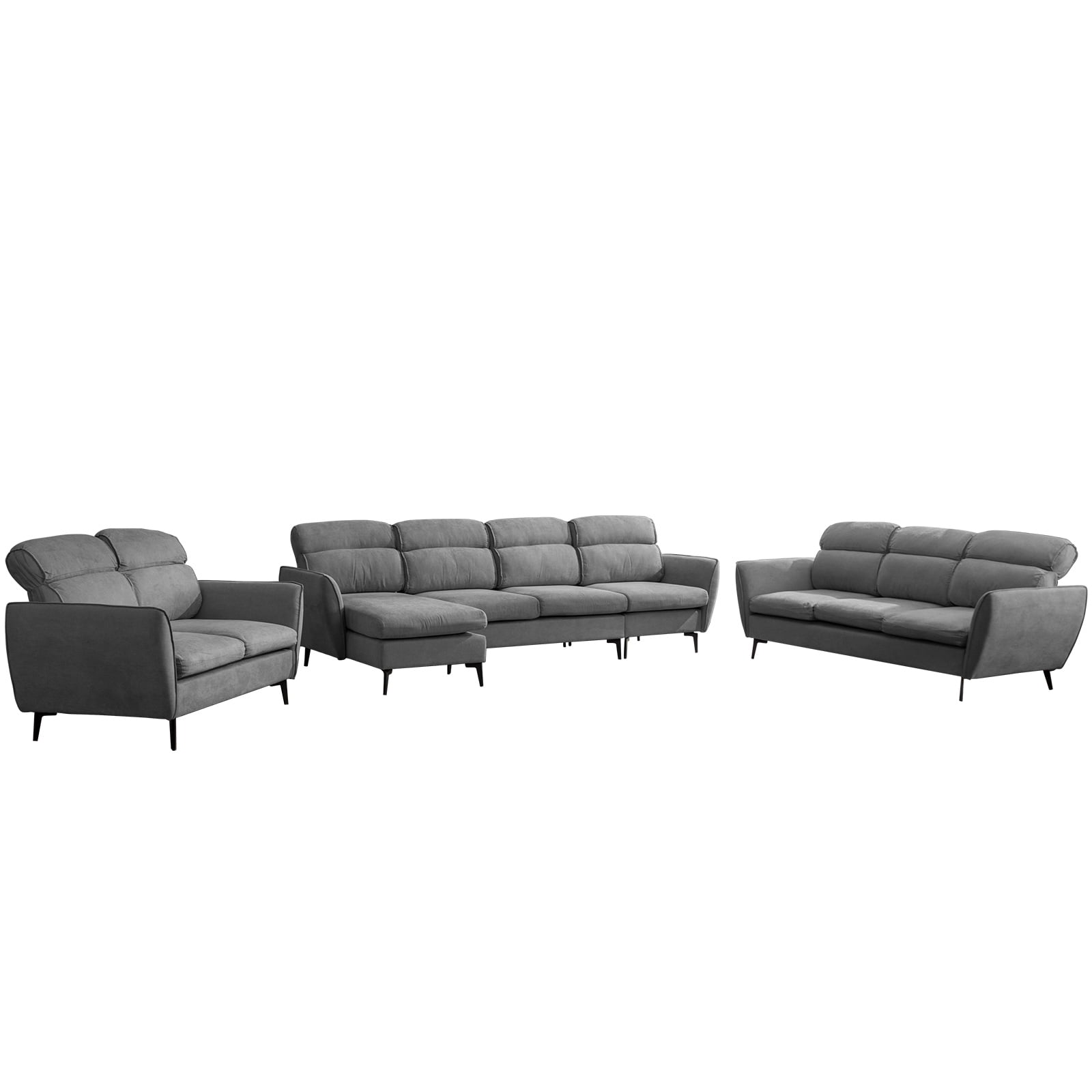 MUZZ 3 PCS Living Room Furniture Sets,4-Seater Sectional Sofa&3-Seater ...