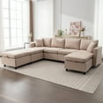 MUZZ 7-Seater Convertible Modular Sectional Sofa with Storage Ottomans ...