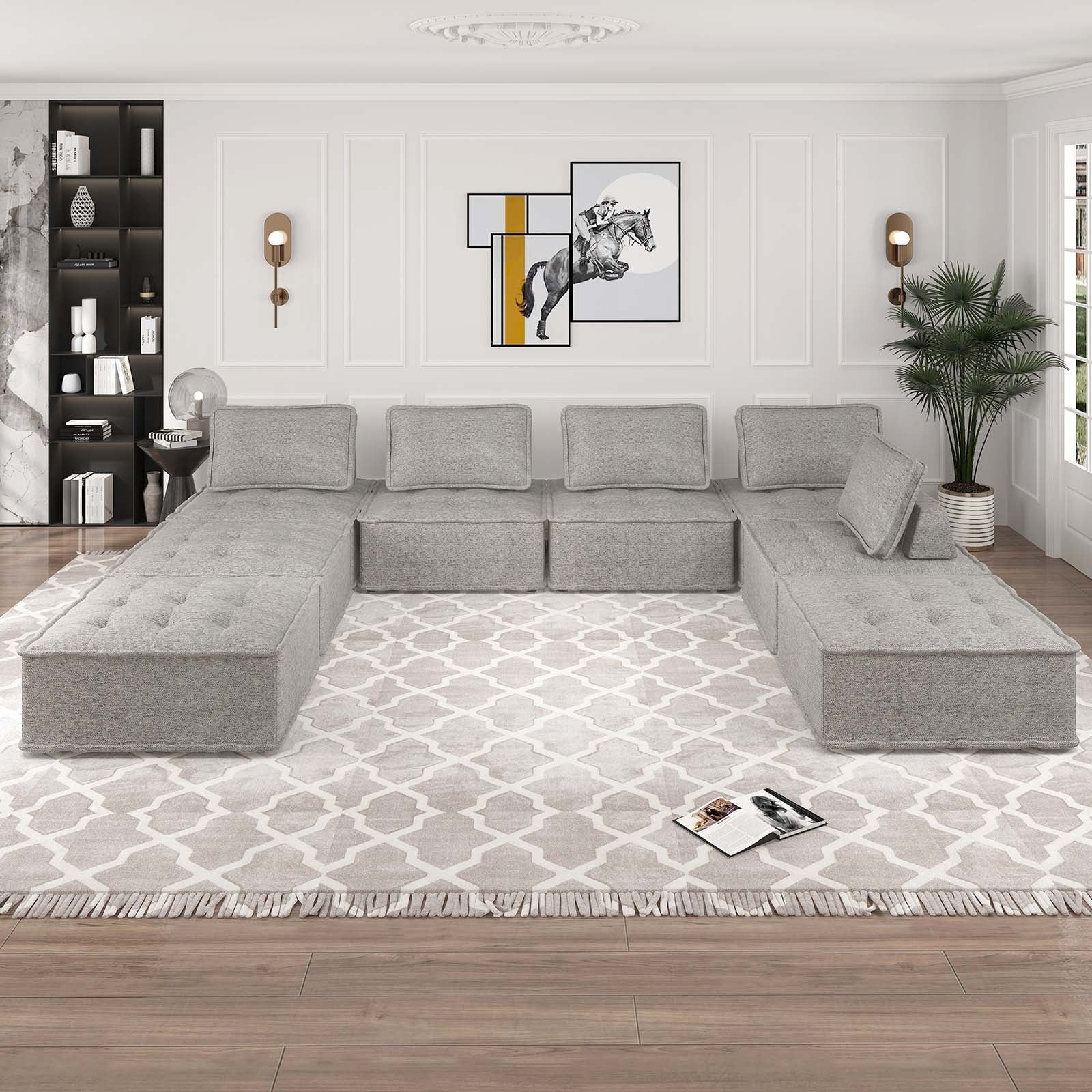 MUZZ 8-Seater Modular Sectional Sofa, Variable Sofa Couch Set with ...