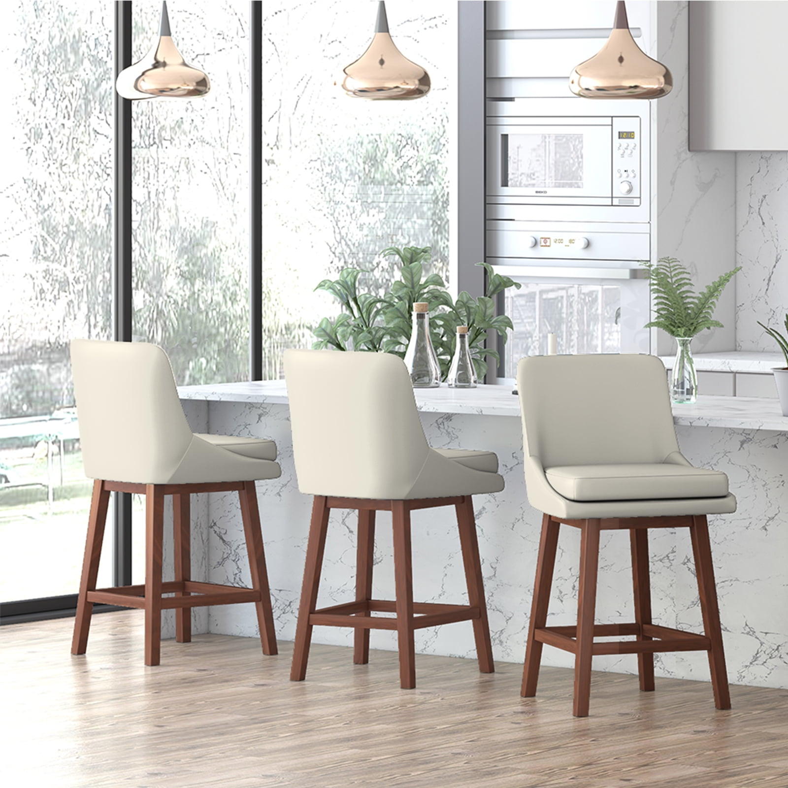 MUZZ Counter Height Bar Stools, Free Swivel Counter Height Stools ( 3 ...