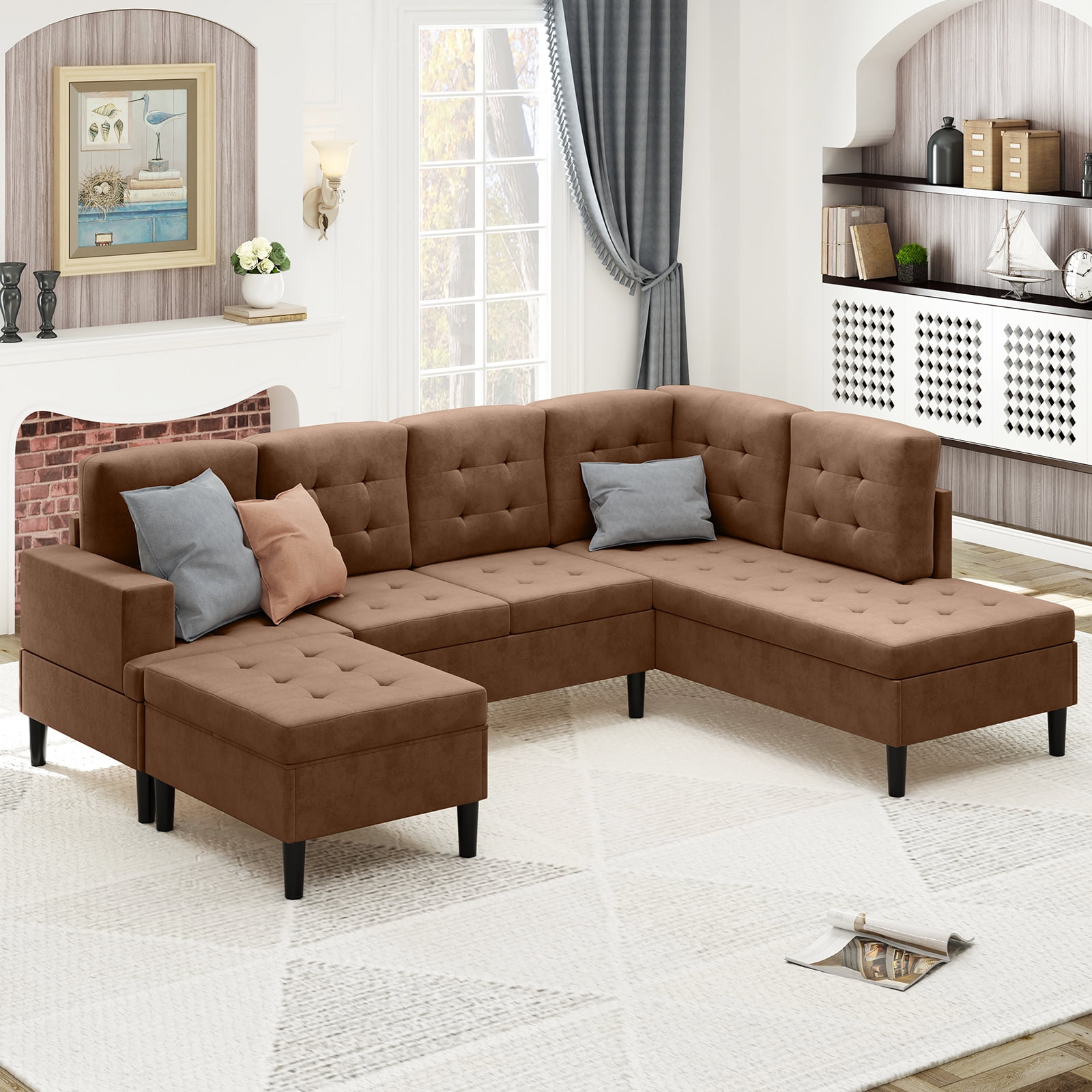 MUZZ Comfortable and Durable Large L-Shape Sectional Sofa with Movable ...
