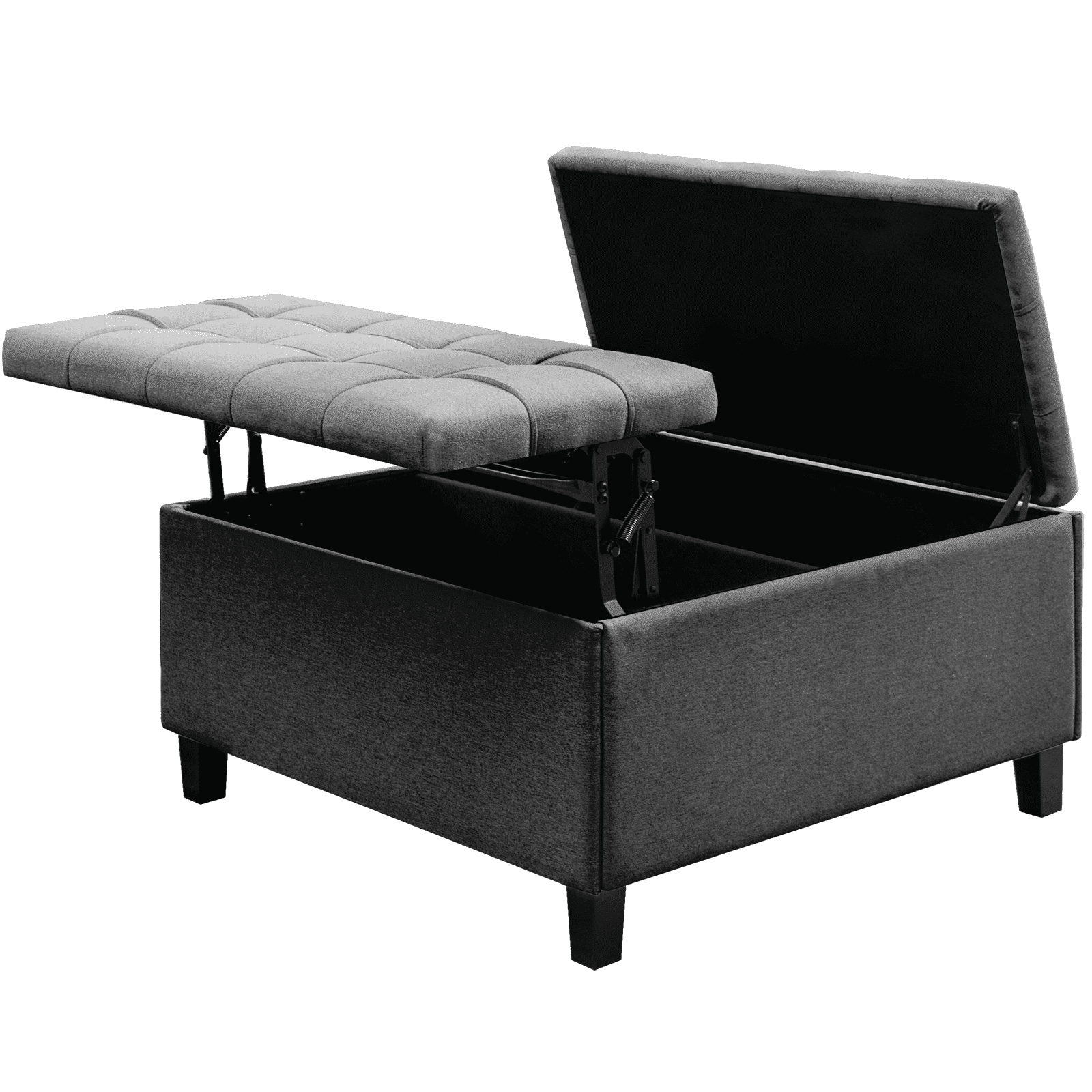 MUZZ Large Square Storage Ottoman, Lift Top Tufted Upholstered Coffee ...