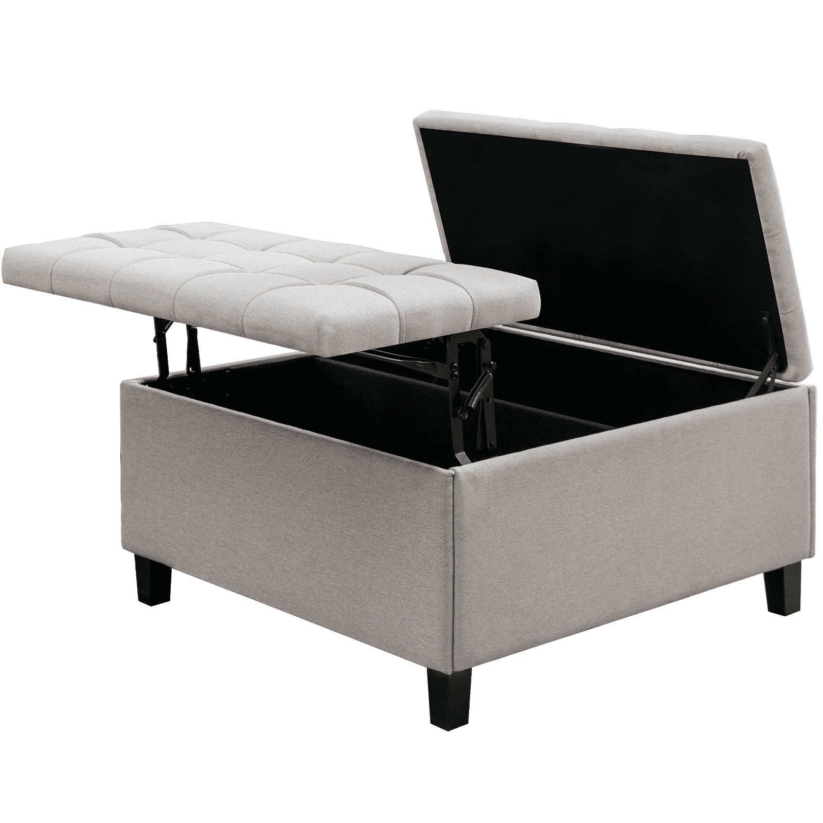 MUZZ Oversized Square Ottoman, Lift Top Tufted Upholstered Coffee Table ...