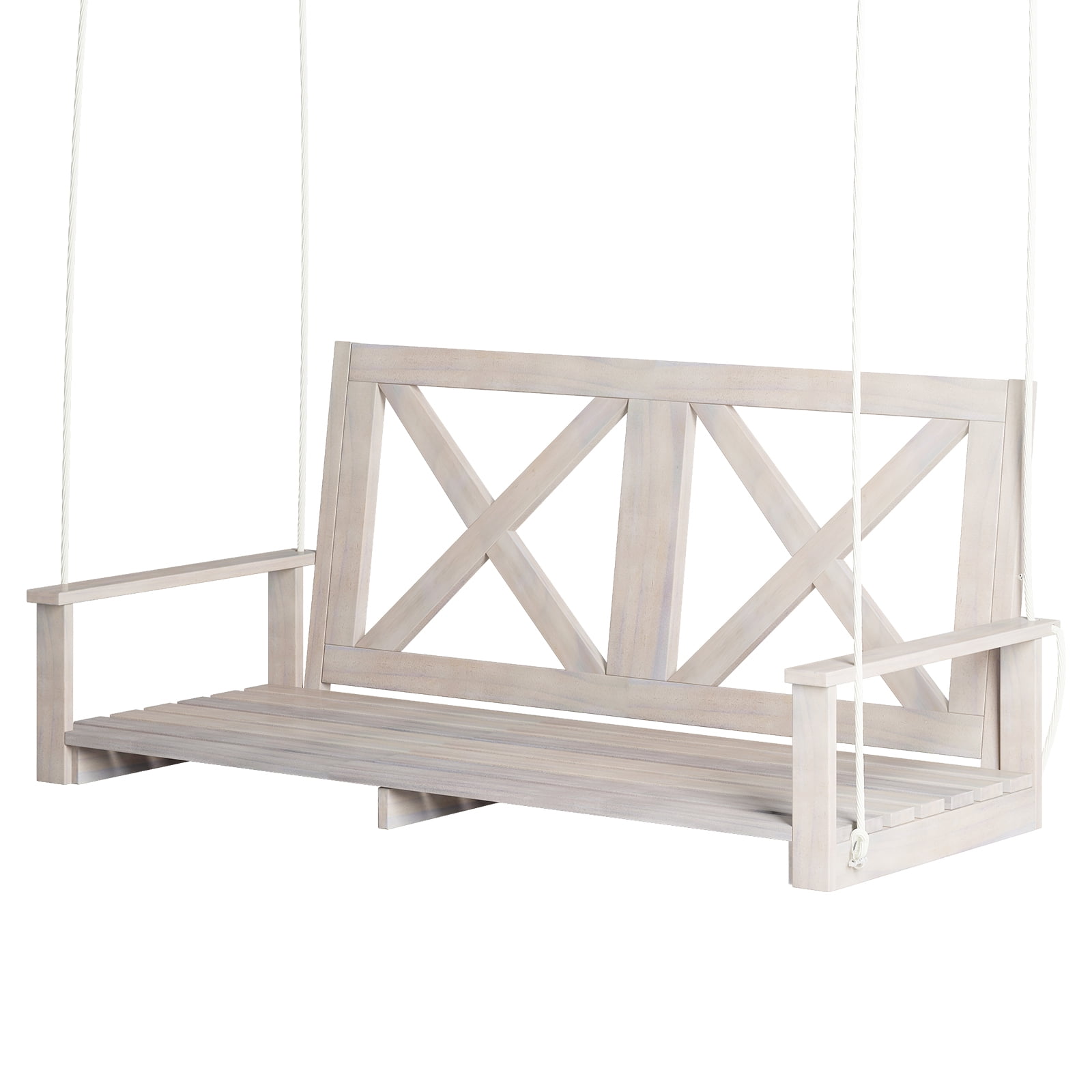 MUZZ Loveseat Outdoor Wood Swing, Garden Swings For Adults with Curved ...