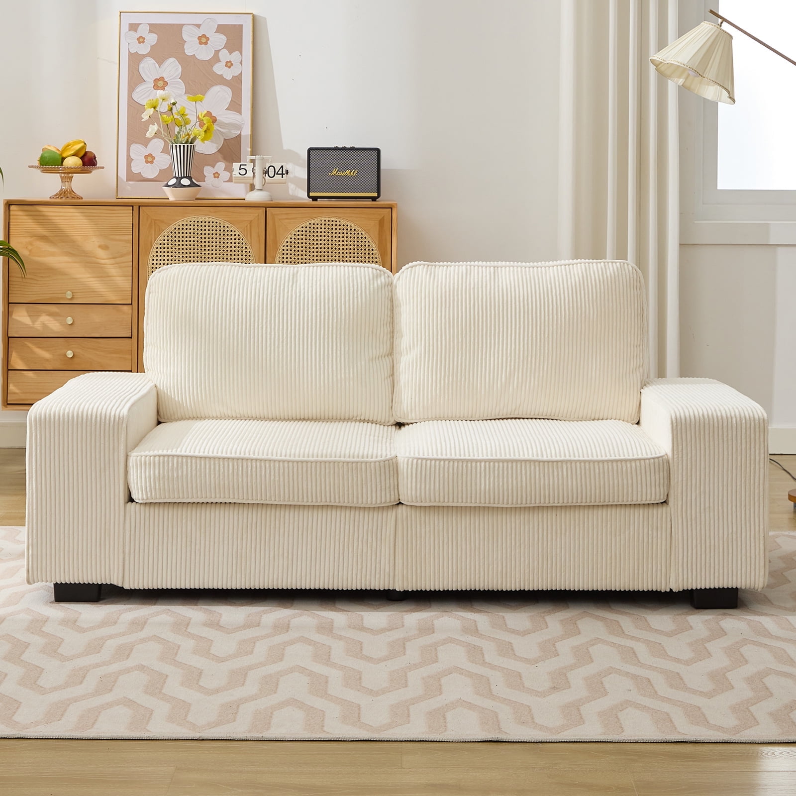 MUZZ Loveseat Sofa, 71" Modular Upholstered Corduroy Couch, Love Seat ...