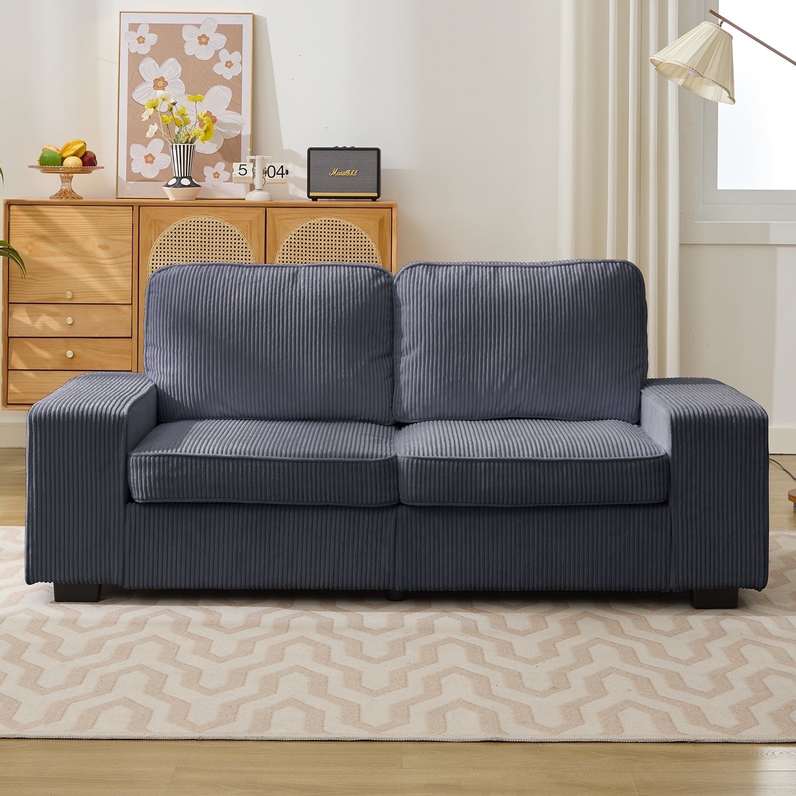 MUZZ Loveseat Sofa, 71"Modular Upholstered Corduroy Couch, Love Seat Couches for Living Room ...