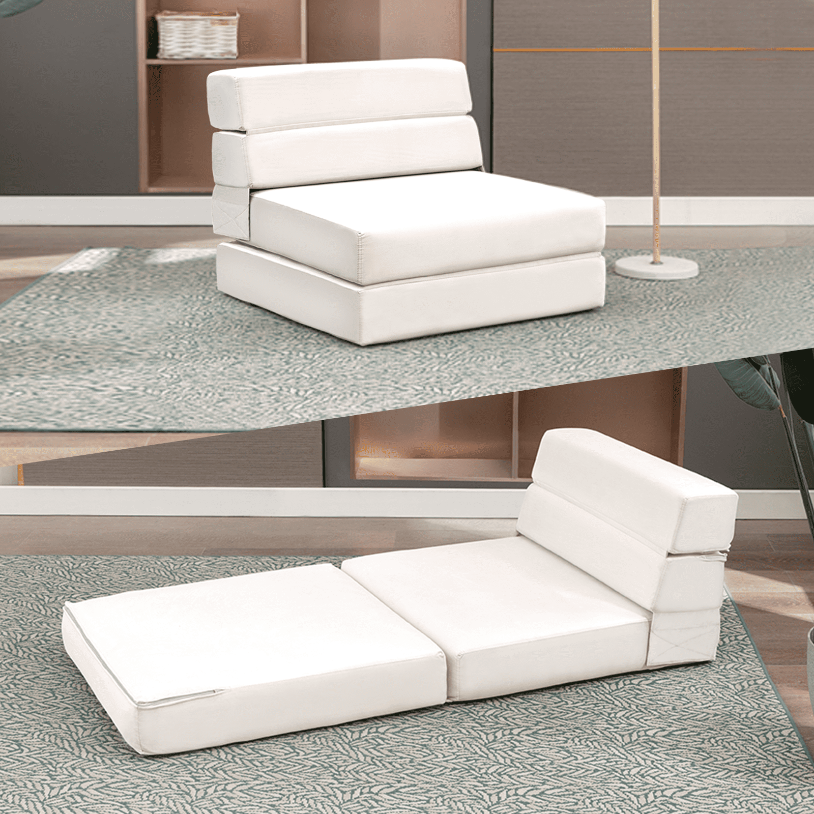 MUZZ Modern Convertible Loveseat Sofa Bed, Folding Futon Flipped ...