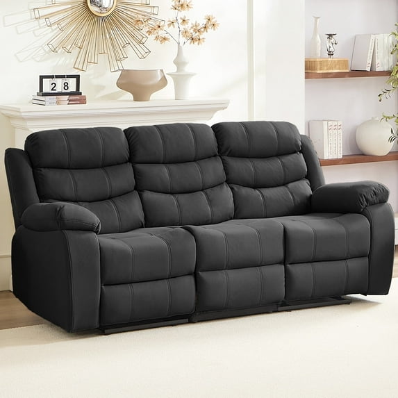 MUZZ Modern 3-Seater Recliner Couch, Home Theater Seating with Cup ...