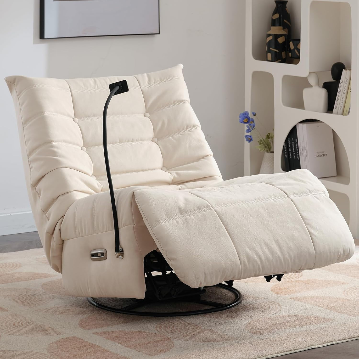 MUZZ Oversized Electric Recliner Chair Swivel Glider,Upholstered ...