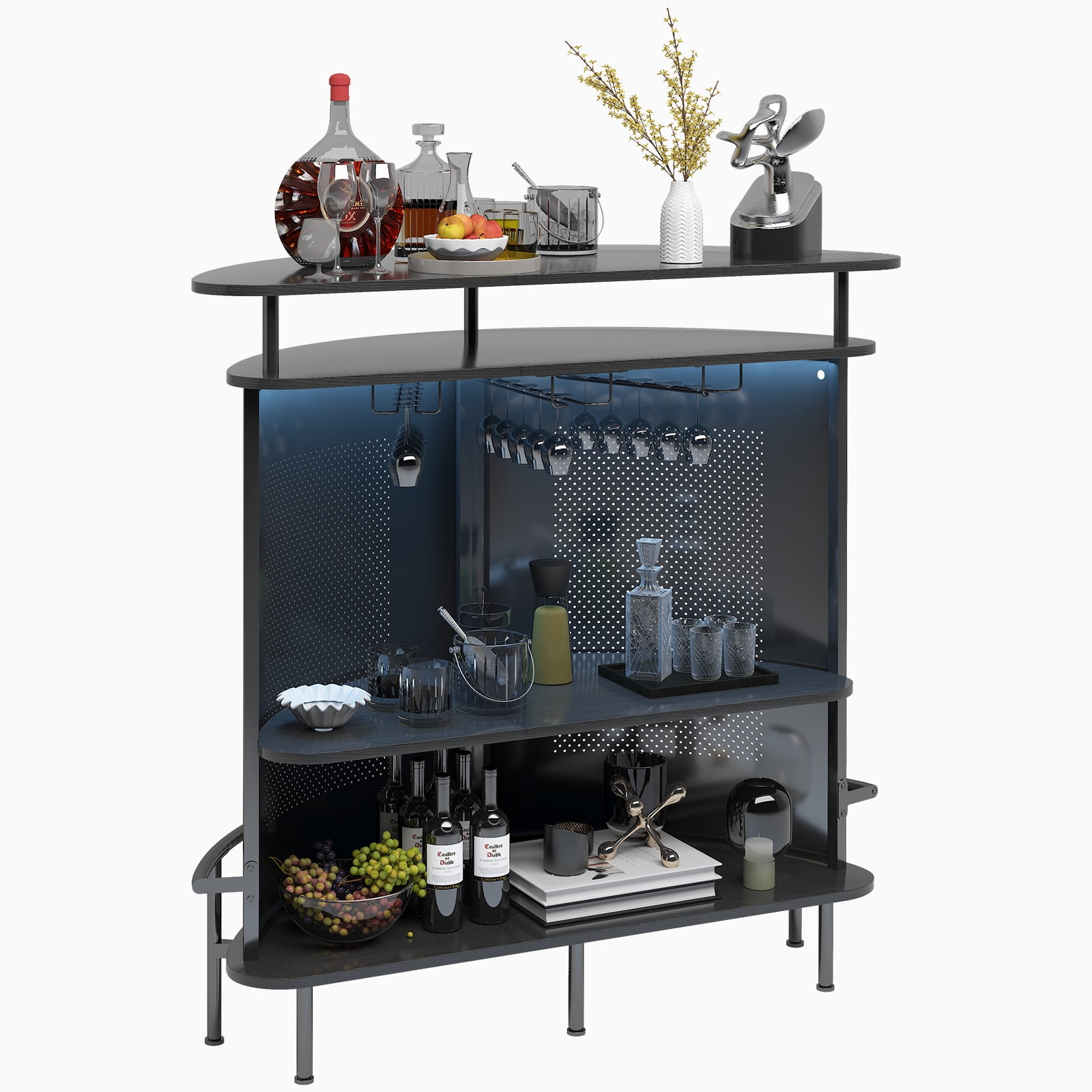 MUZZ LED Lights Pub Table, Black - Walmart.com