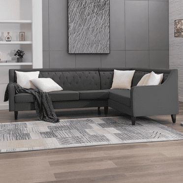 MUZZ Top Grain Leather Sectional Sofa, Modern Furniture, Right Facing ...