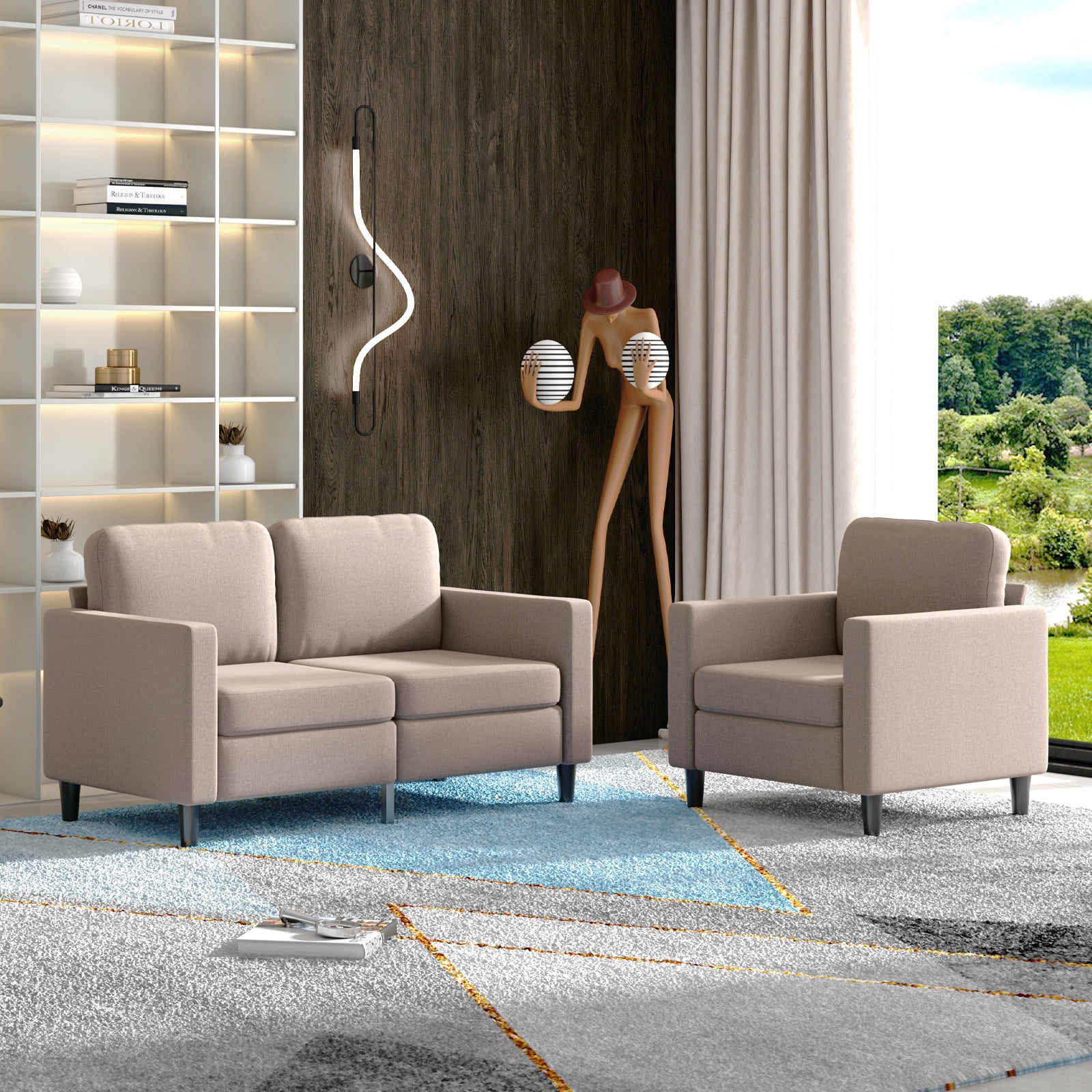 MUZZ Sectional Sofa Couches Set for Living Room (Loveseat Sofa&Single ...
