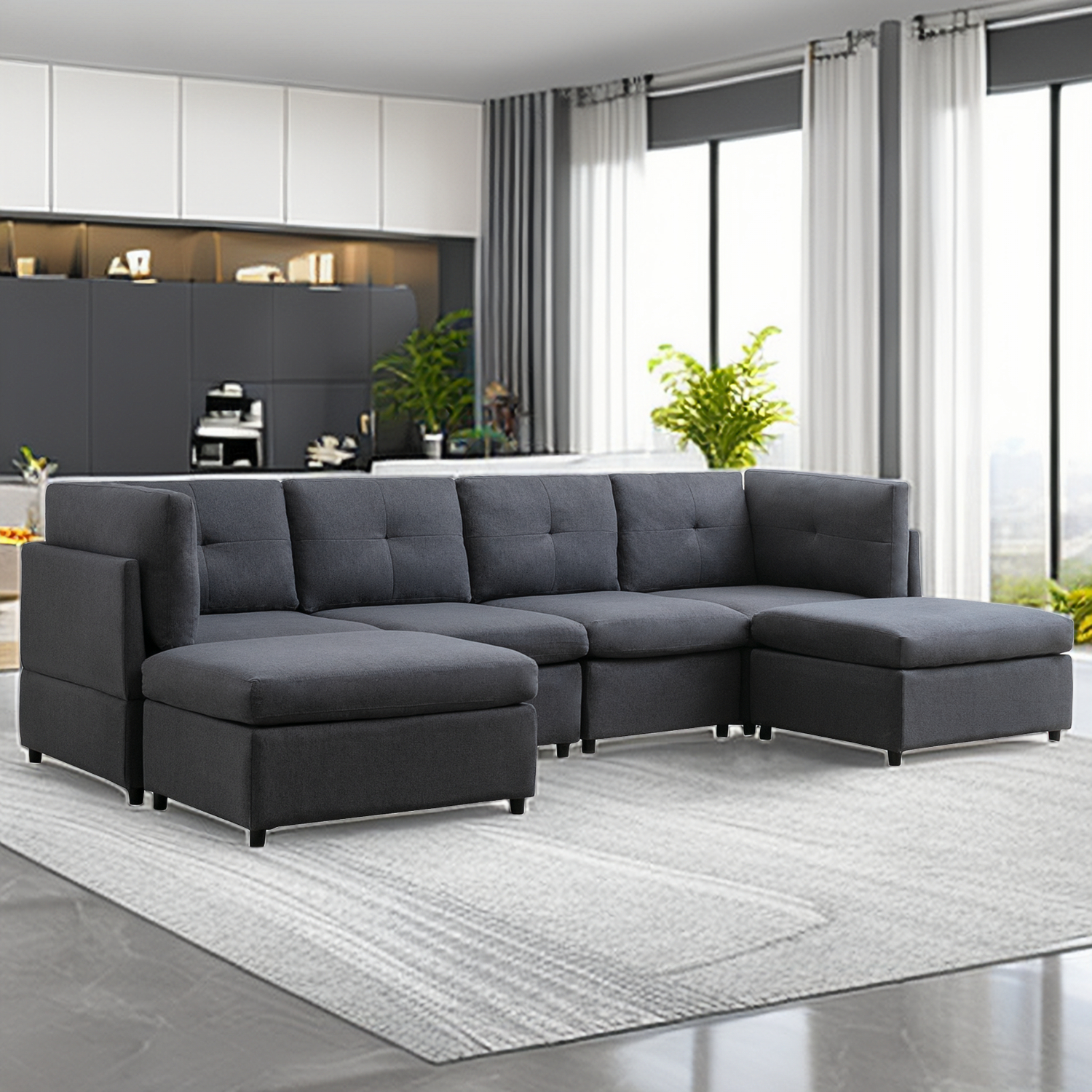 Polyfiber 3 Piece Sectional Set With Plush Cushion In Orange - Walmart.com