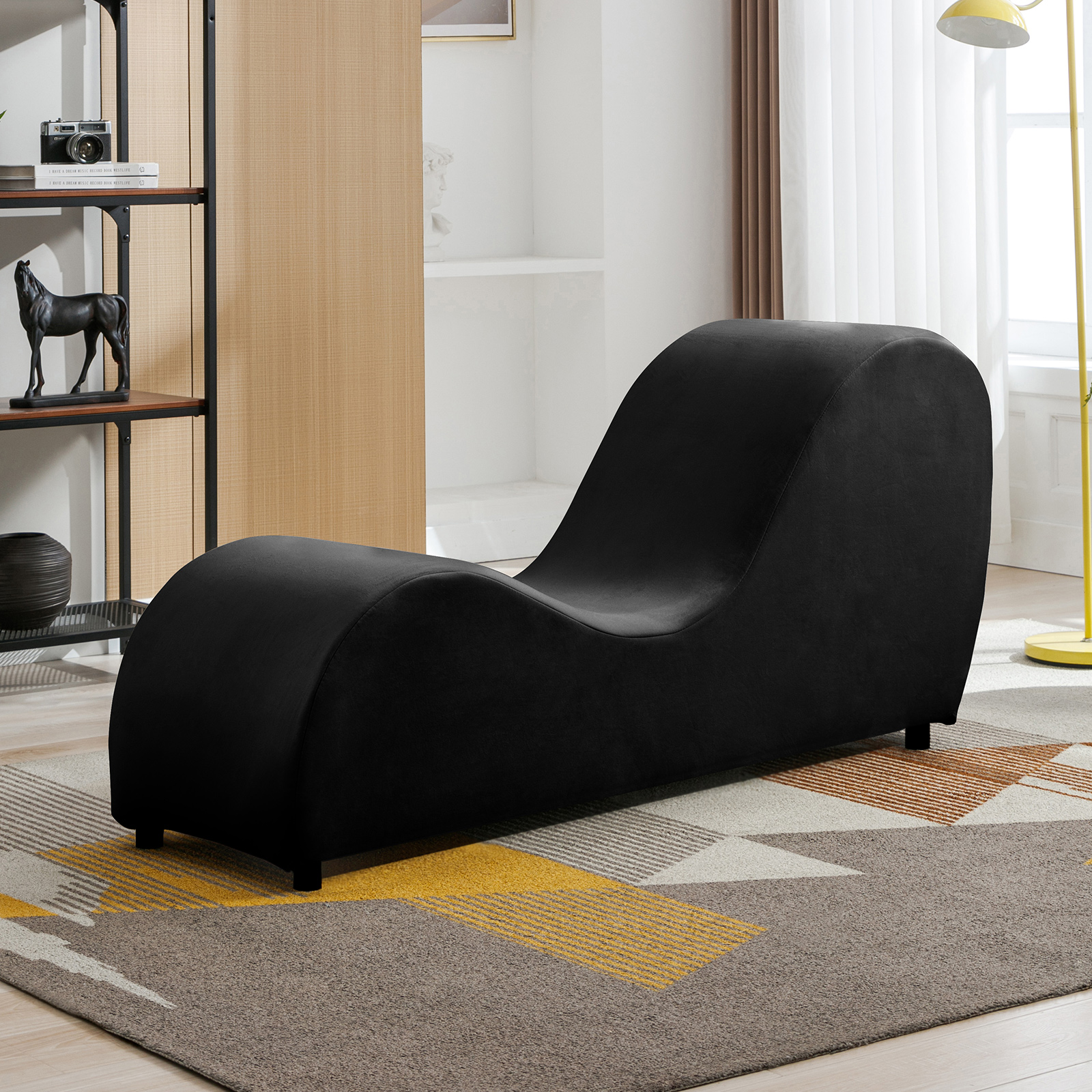 KINFFICT Velvet Tufted Chaise Lounge Chair, Wood Legs, Modern Home ...
