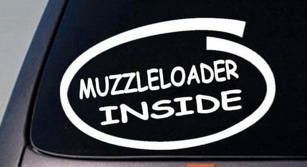 MUZZLE LOADER INSIDE 6" STICKER DEER HUNTING POWDER HORN BLACK POWDER ...