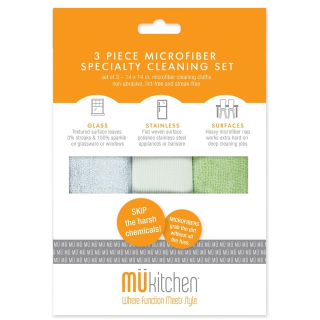 MUkitchen Assorted Microfiber Specialty Cleaning Cloths Set of 3 ...