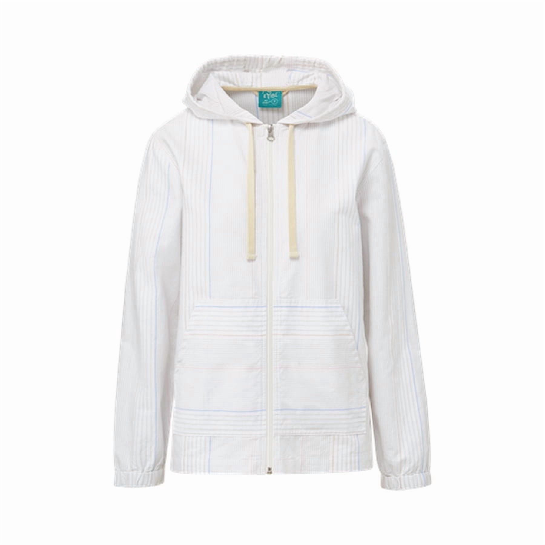 MV Sport W25605 Mood & Vibe Ladies Poplin Jacket-White/Multi Stripe ...