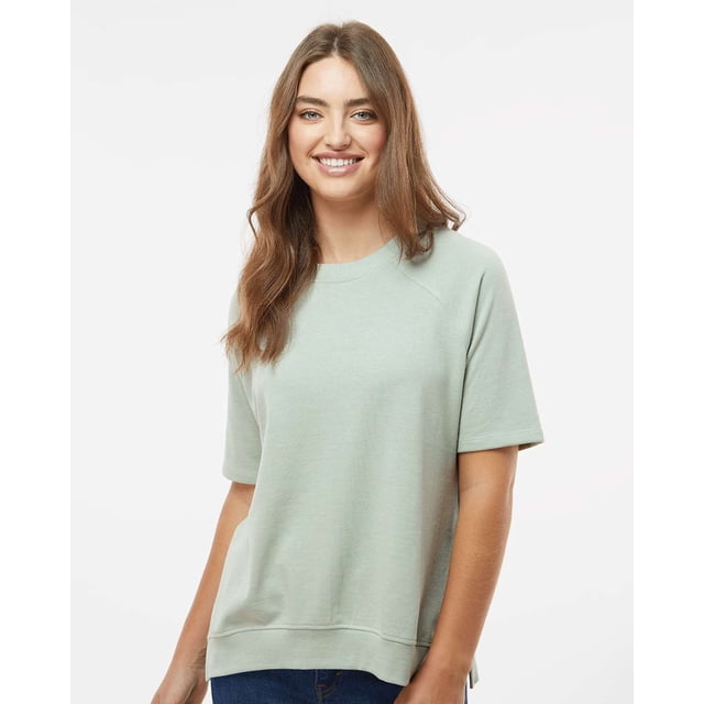 MV Sport Women's French Terry Short Sleeve Crewneck Pullover, Winter ...