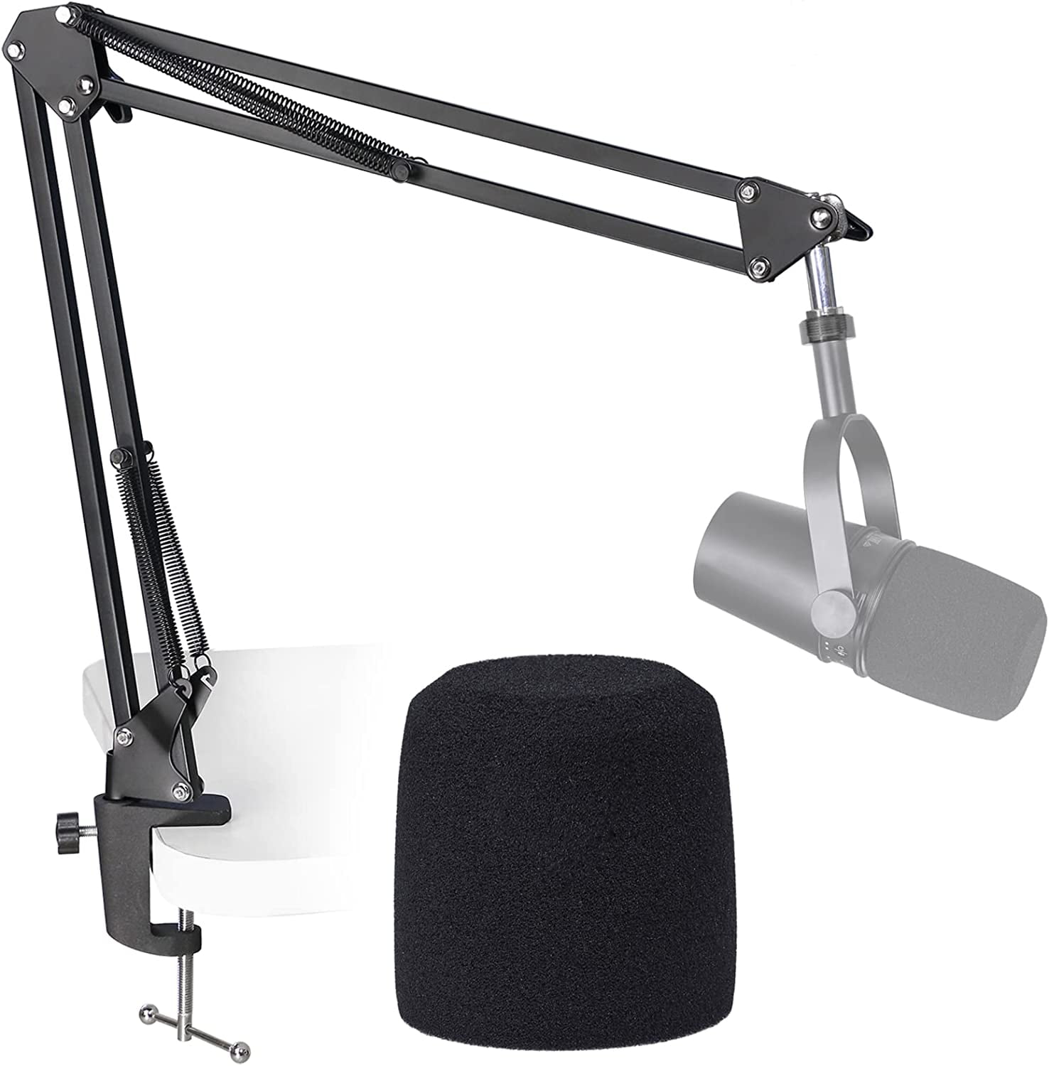 SUNMON MV7 Boom Arm Mic Stand with Pop Filter, Adjustable Suspension ...