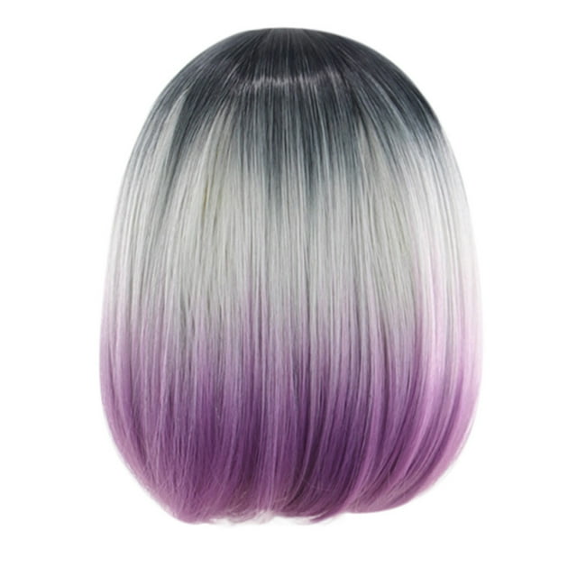 MVNSFEW Fashion Synthetic Short Dyeing BOB Mix Color Natural Hair Full ...