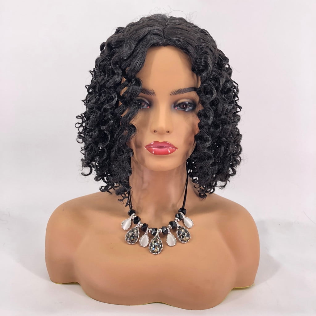 MVNSFEW Short Curly Lace Front Wigs Short Wavy Bobo Human Hair Rose net ...