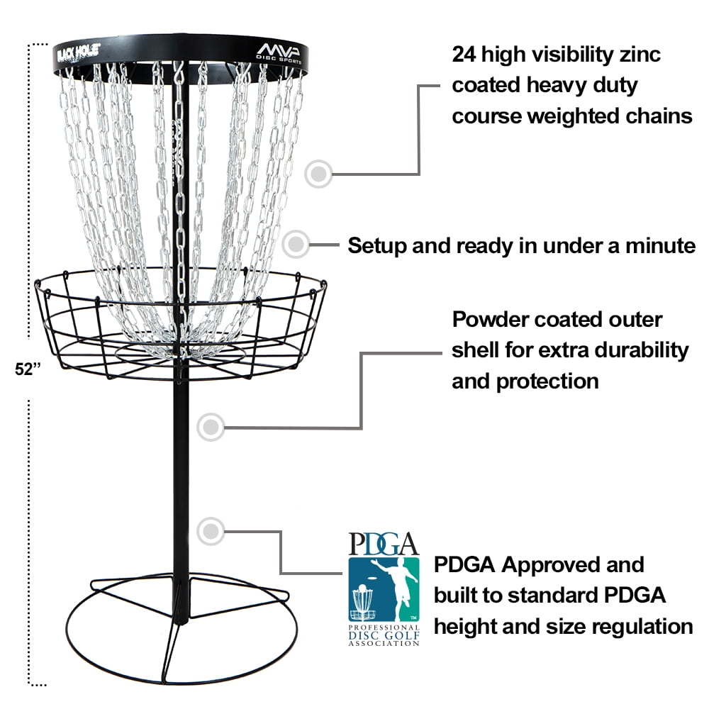 MVP Disc Sports Black Hole Pro PDGA Approved Disc Golf Basket with ...