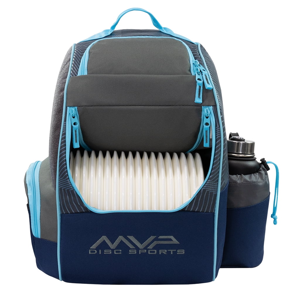 MVP Disc Sports Shuttle Disc Golf Backpack Bag (Dark Gray/Sky Blue ...