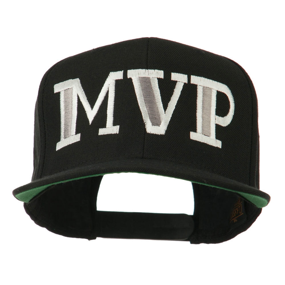 MVP Embroidered Flat Bill Cap - Black OSFM - Walmart.com
