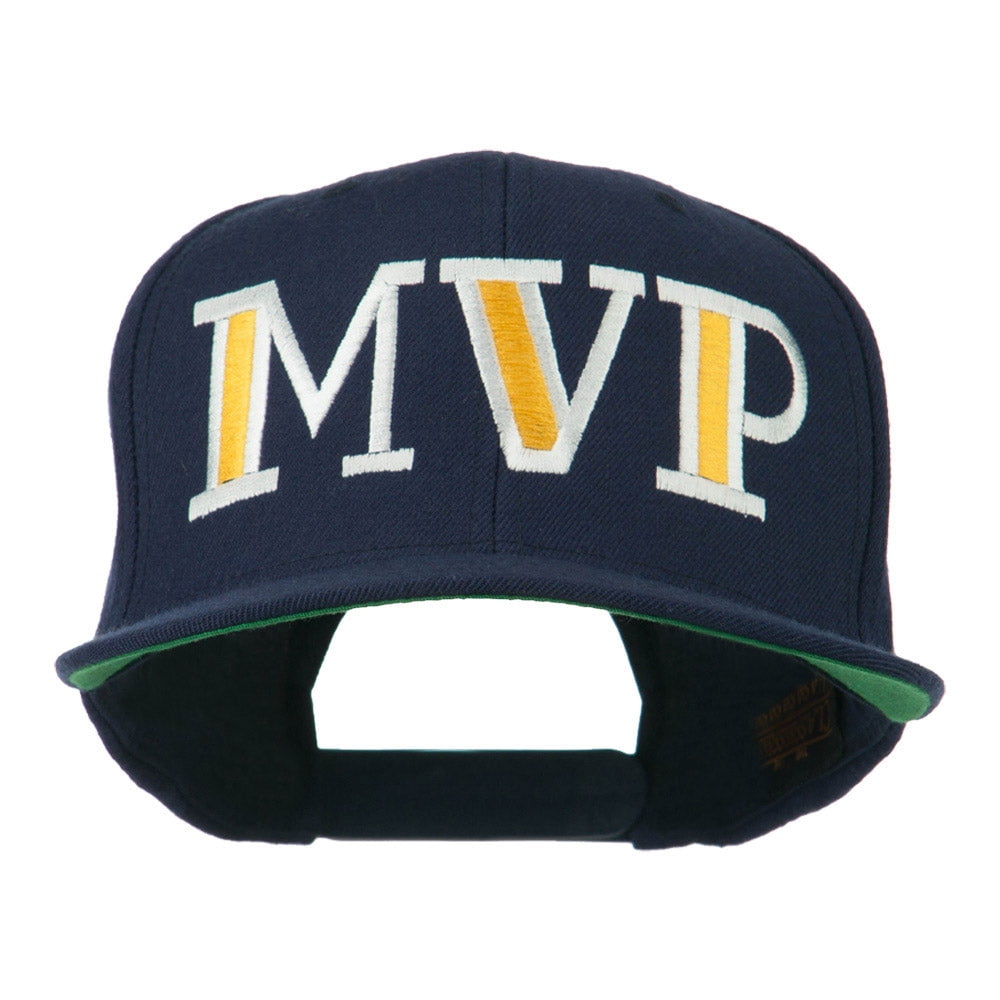 MVP Embroidered Flat Bill Cap - Navy OSFM - Walmart.com