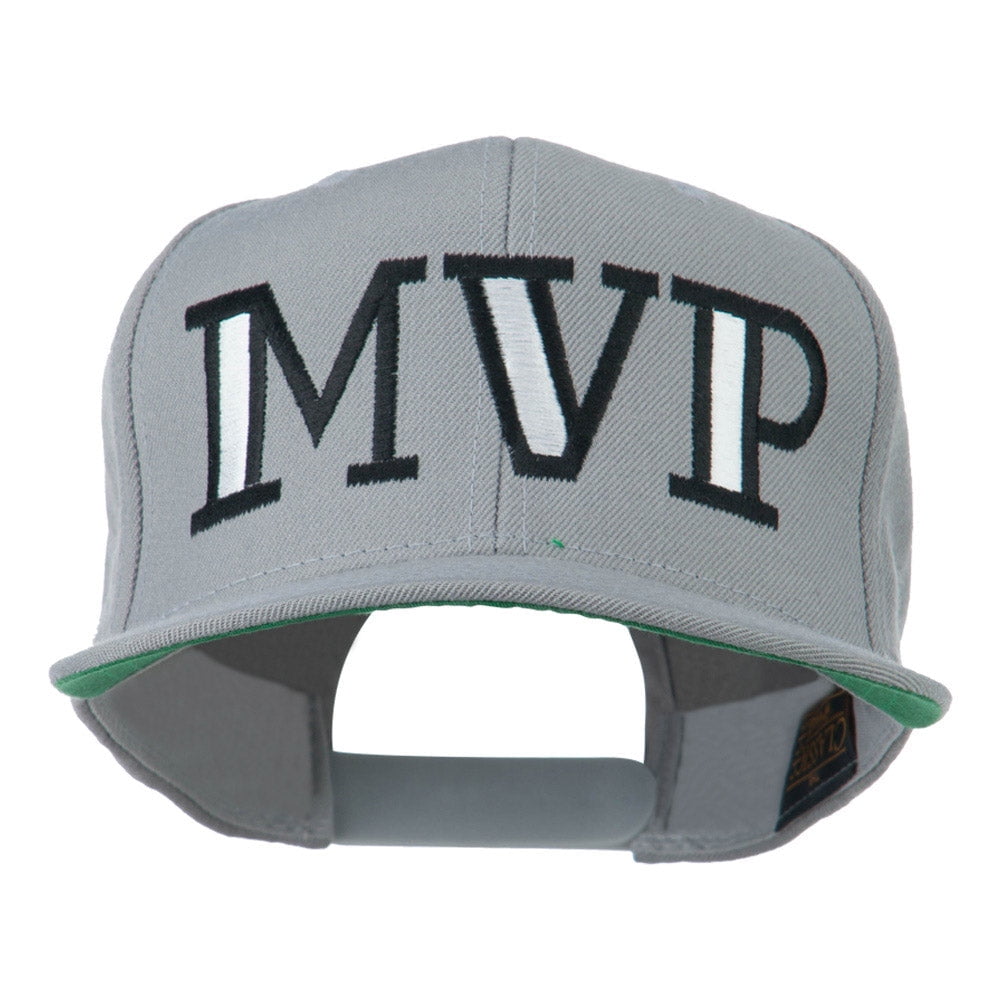 MVP Embroidered Flat Bill Cap - Silver OSFM - Walmart.com