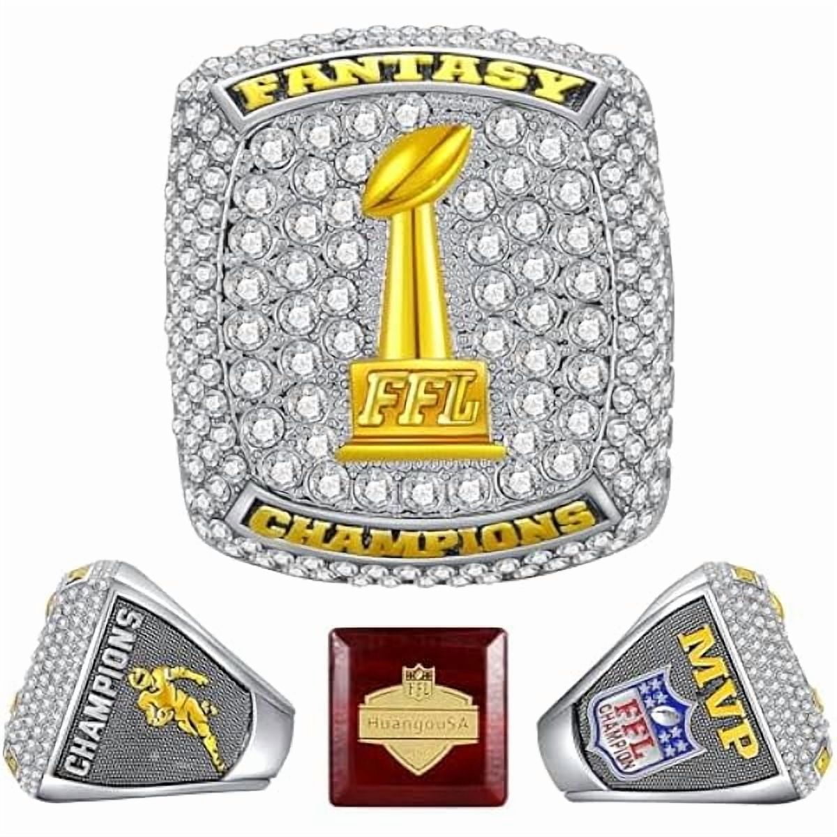 MVP Fantasy Football Championship Ring with Wooden Box League Champion ...