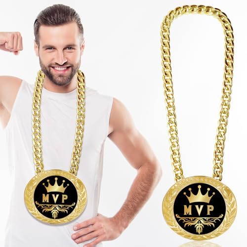 MVP Medals for Awards, 5.9” Big Gold Turnover Chain Medal, Champions ...