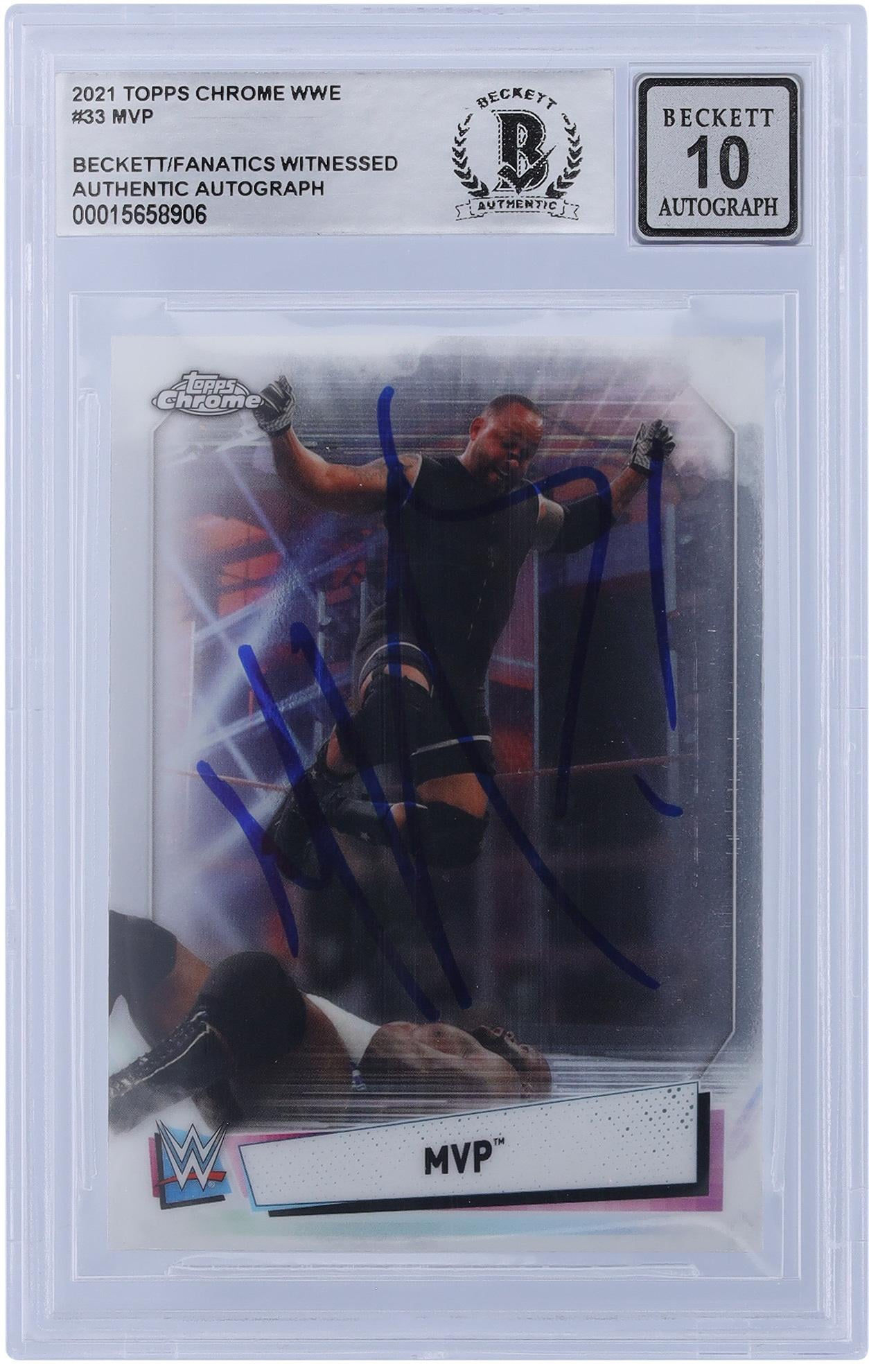 MVP WWE Autographed 2021 Topps Chrome #33 Beckett Fanatics Witnessed Authenticated 10 Card ...