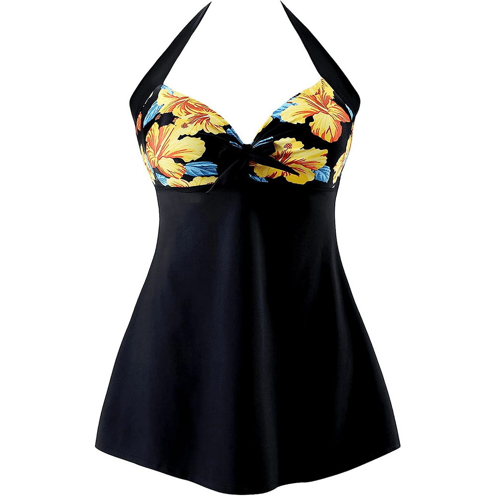 MVPCLO Women One Piece Swim Dress Floral Tummy Control Swimdress Retro ...