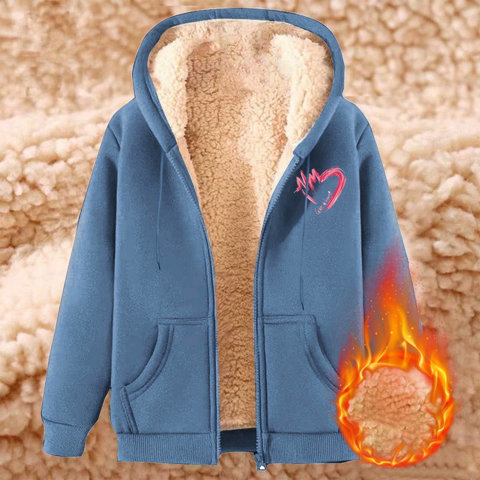 MVRLSH Hoodies For Women Fleece Lined Thickened Warm Hooded Sweatshirt ...