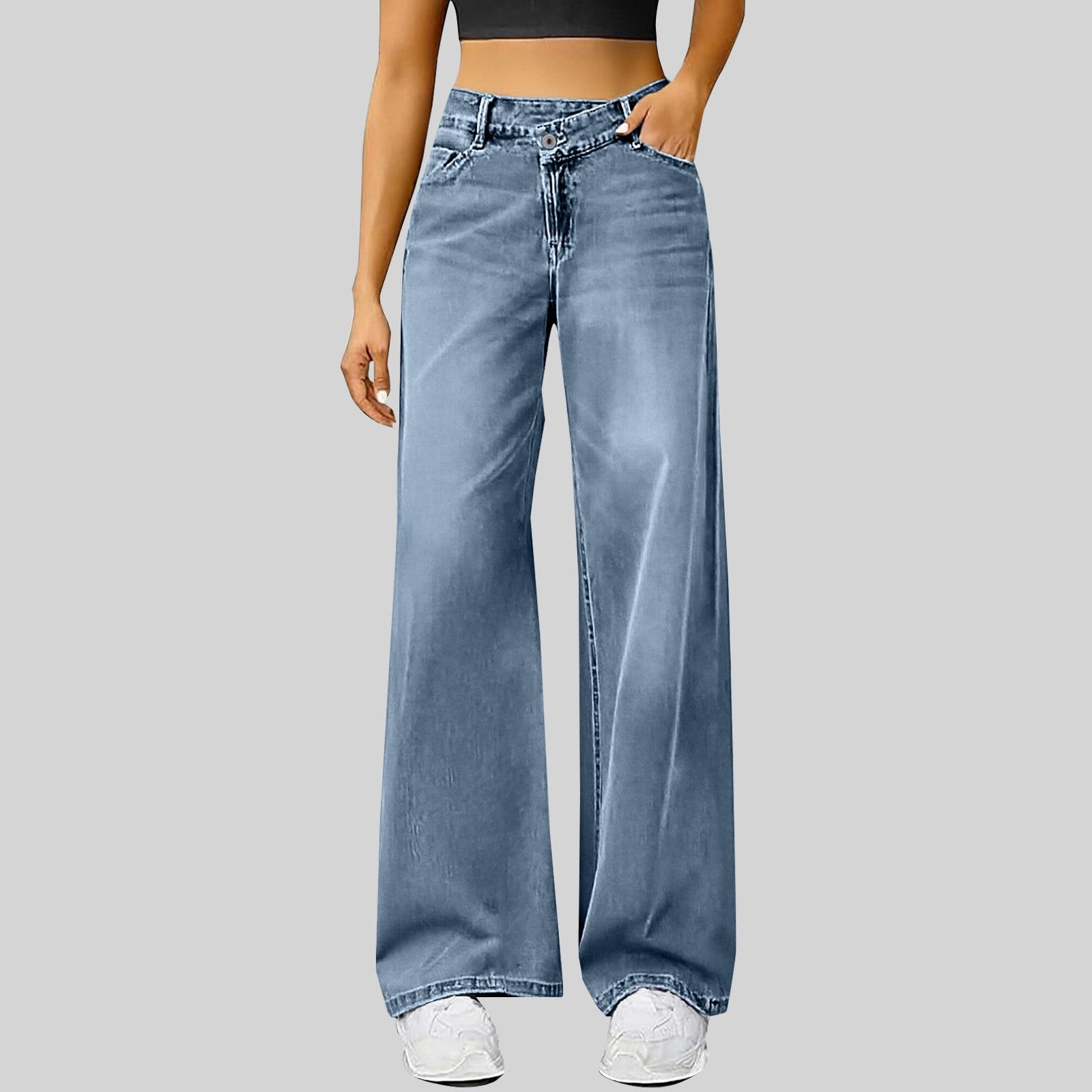 MVRLSH Jeans For Women High Waist Baggy Wide Leg Stretchy Denim Jeans ...