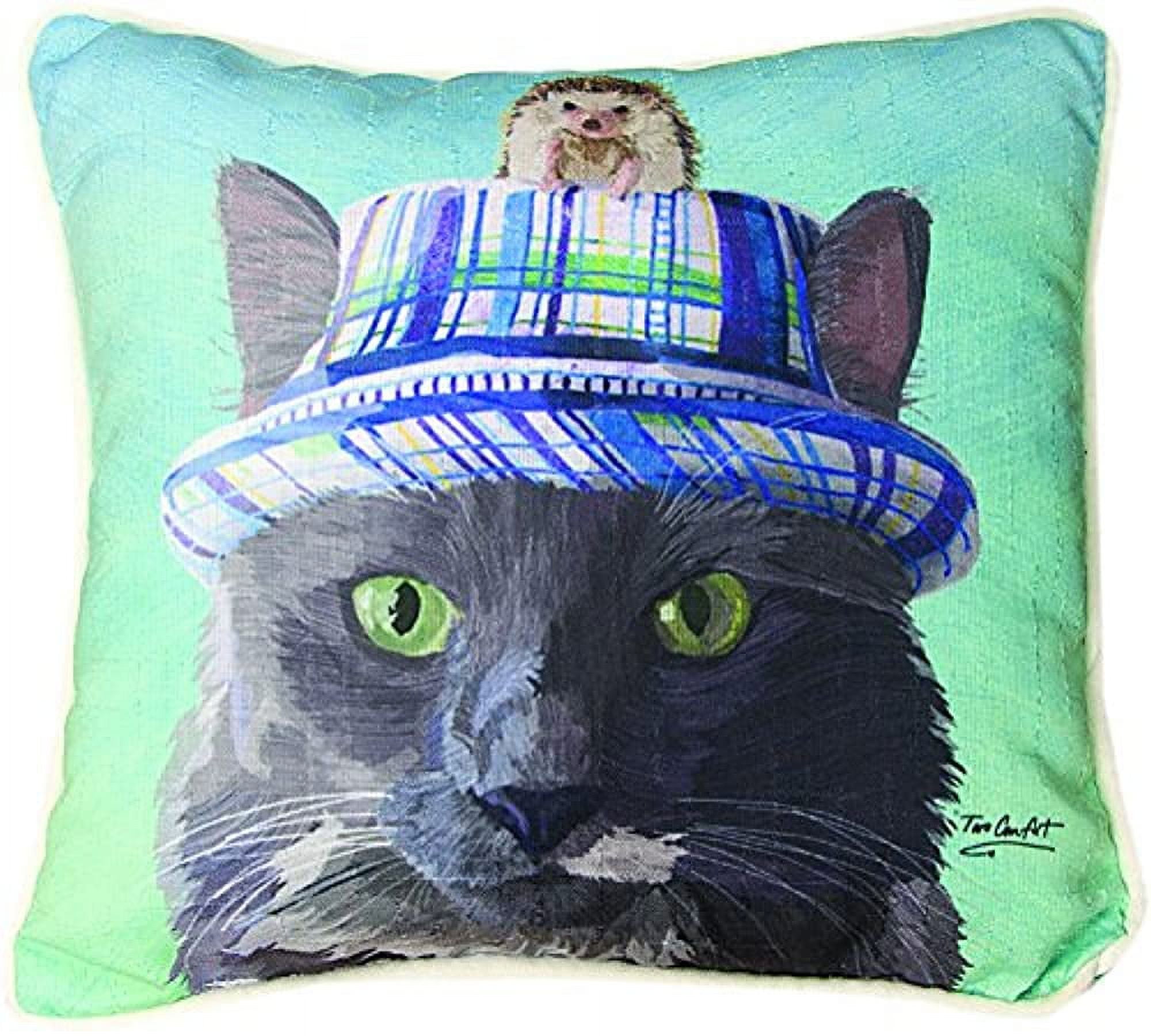 MW Cats In Hats Cat With Hedgehog Patty Gay12 Rev Dye Pillow 12 5X12 5 ...