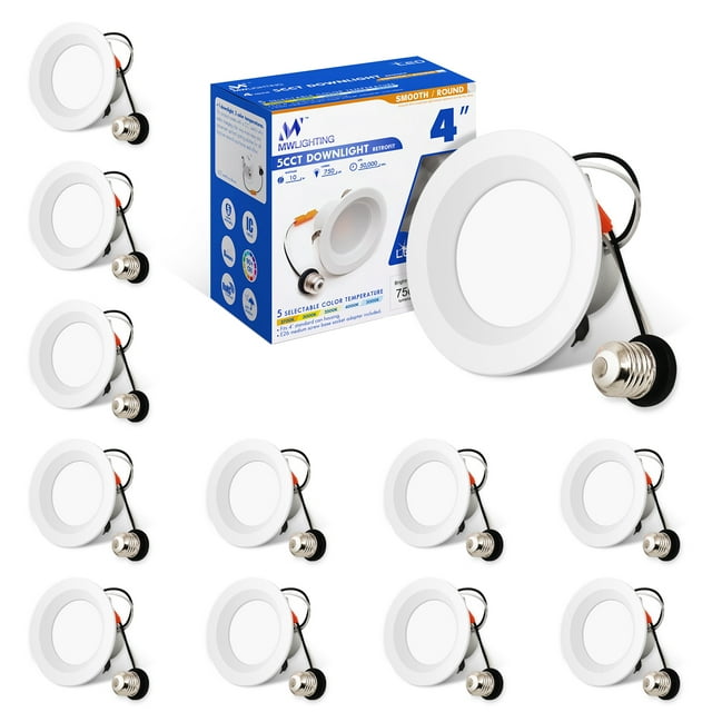 MW Lighting 4 Inch LED Downlight, 5CCT Color Selectable, Smooth Round ...