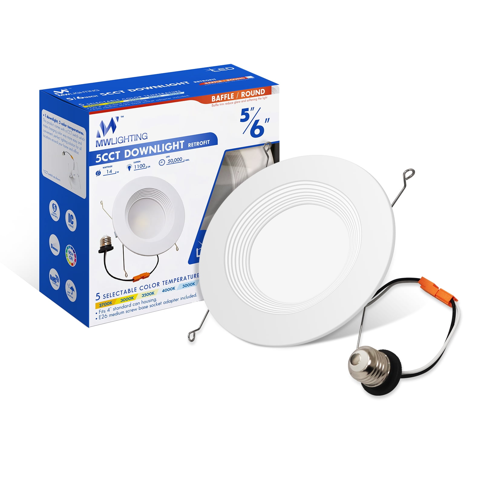 MW Lighting 6 Inch Dimmable LED Recessed Downlight, 5CCT Energy Star ...