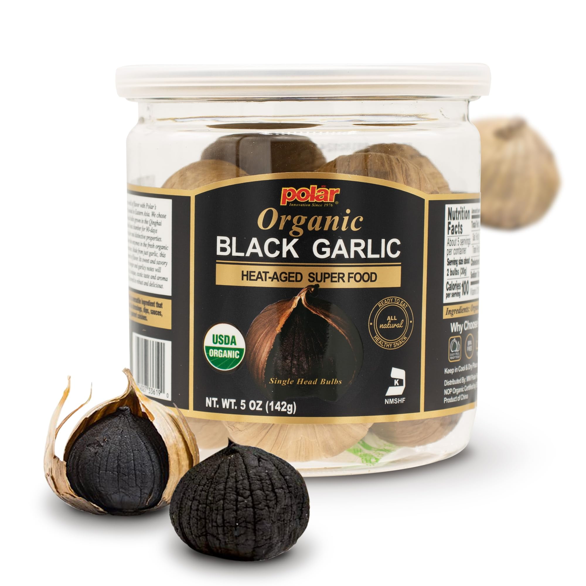 MW Polar USDAUMRT Organic Black Garlic 5 oz (Pack of 1), Whole Bulbs ...
