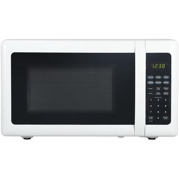 MW7302W Compact Countertop Microwave Oven with Touch Control, Display, 700W, 10 Power Levels, 6 ...