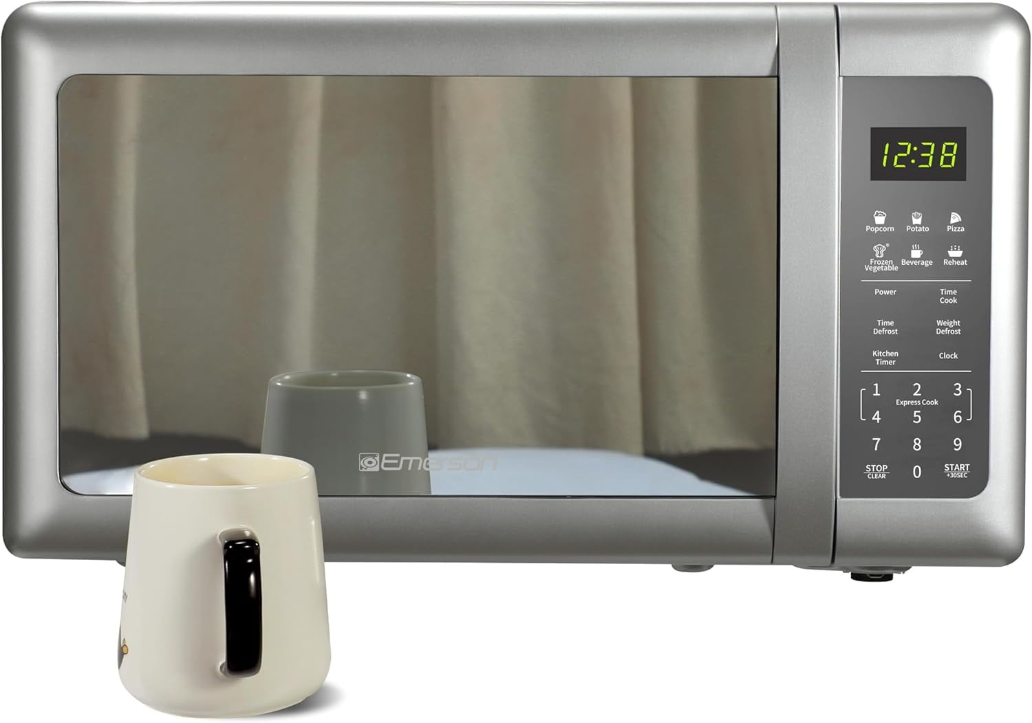 MW7601SL Compact Countertop Microwave Oven with Sleek Mirrored Finish ...