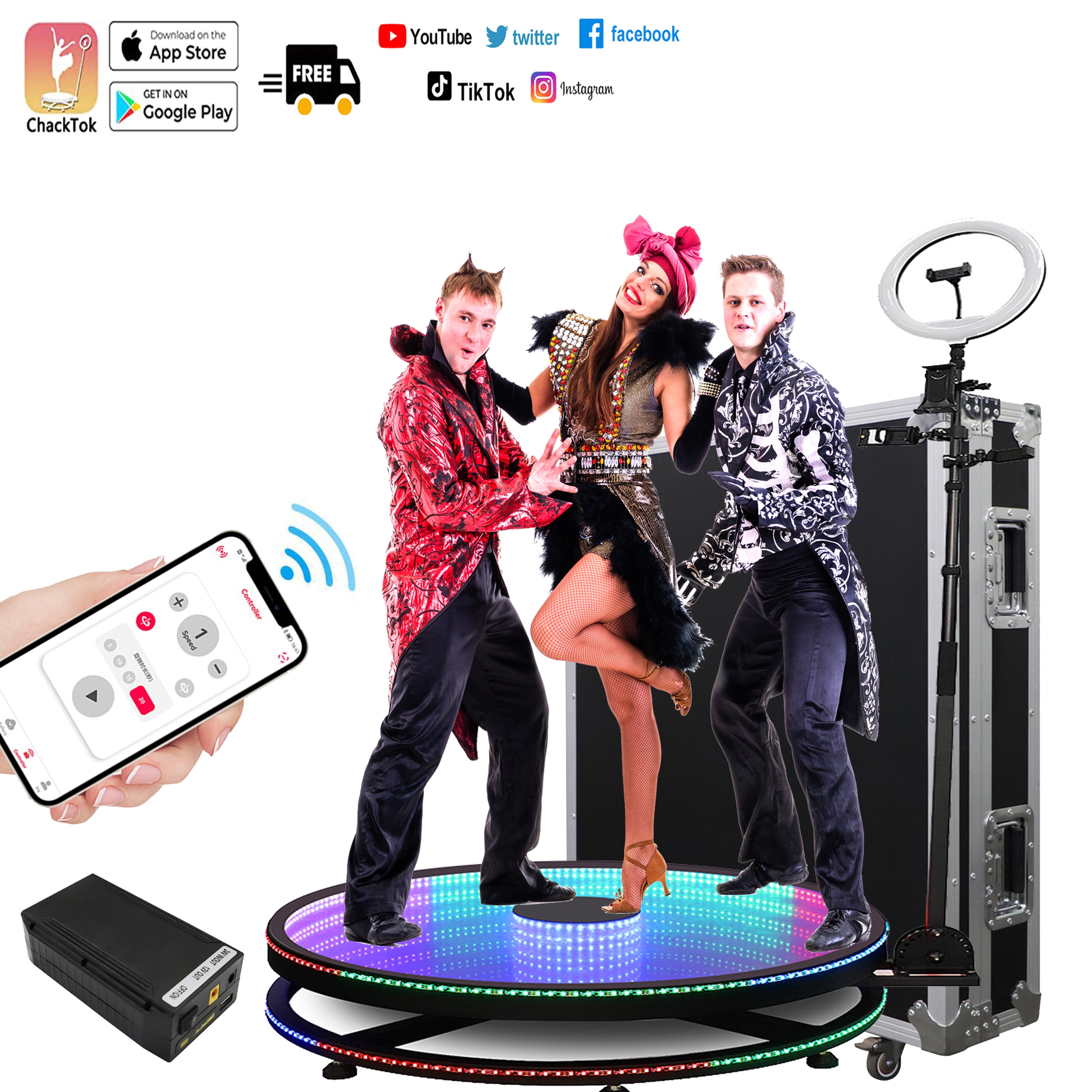 MWE 360 Photo Booth Machine,39.4 Inch Tempered Glass Automatic Rotation ...