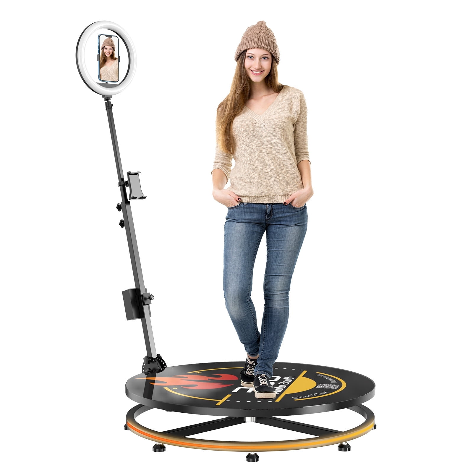 CHACKTOK 360 Photo Booth Machine with Flight Case,APP Remote Control ...