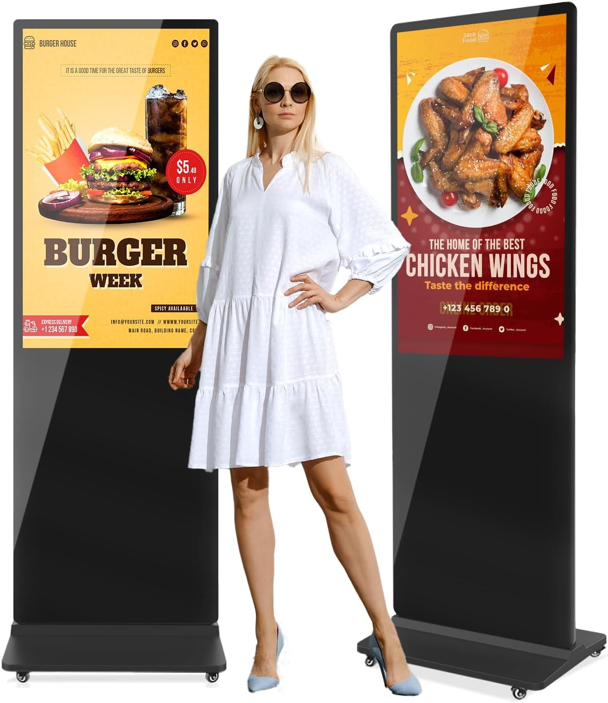 MWE 43"Indoor Floor Standing Digital Signage Advertising Display Kiosk ...