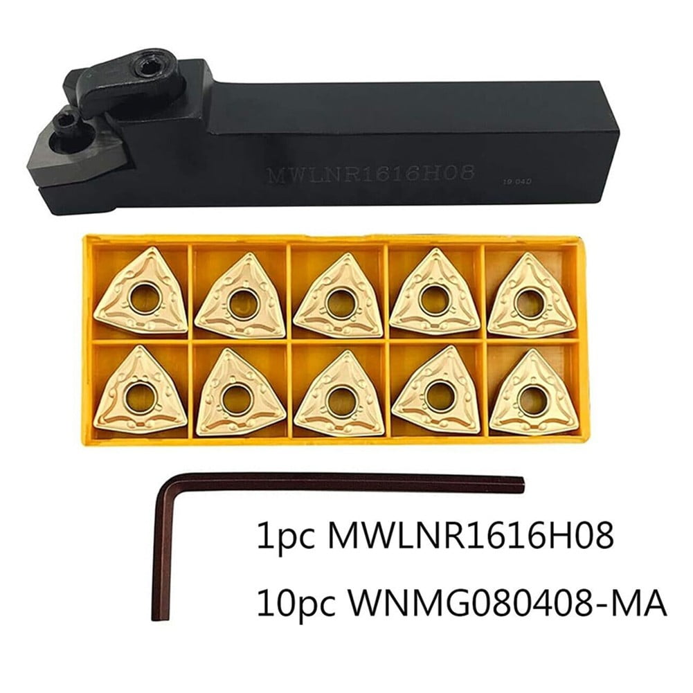 MWLNR1616H08 Lathe Turning Tool with Holder 10 Carbide Inserts Precision Machining Carbon Steel ...