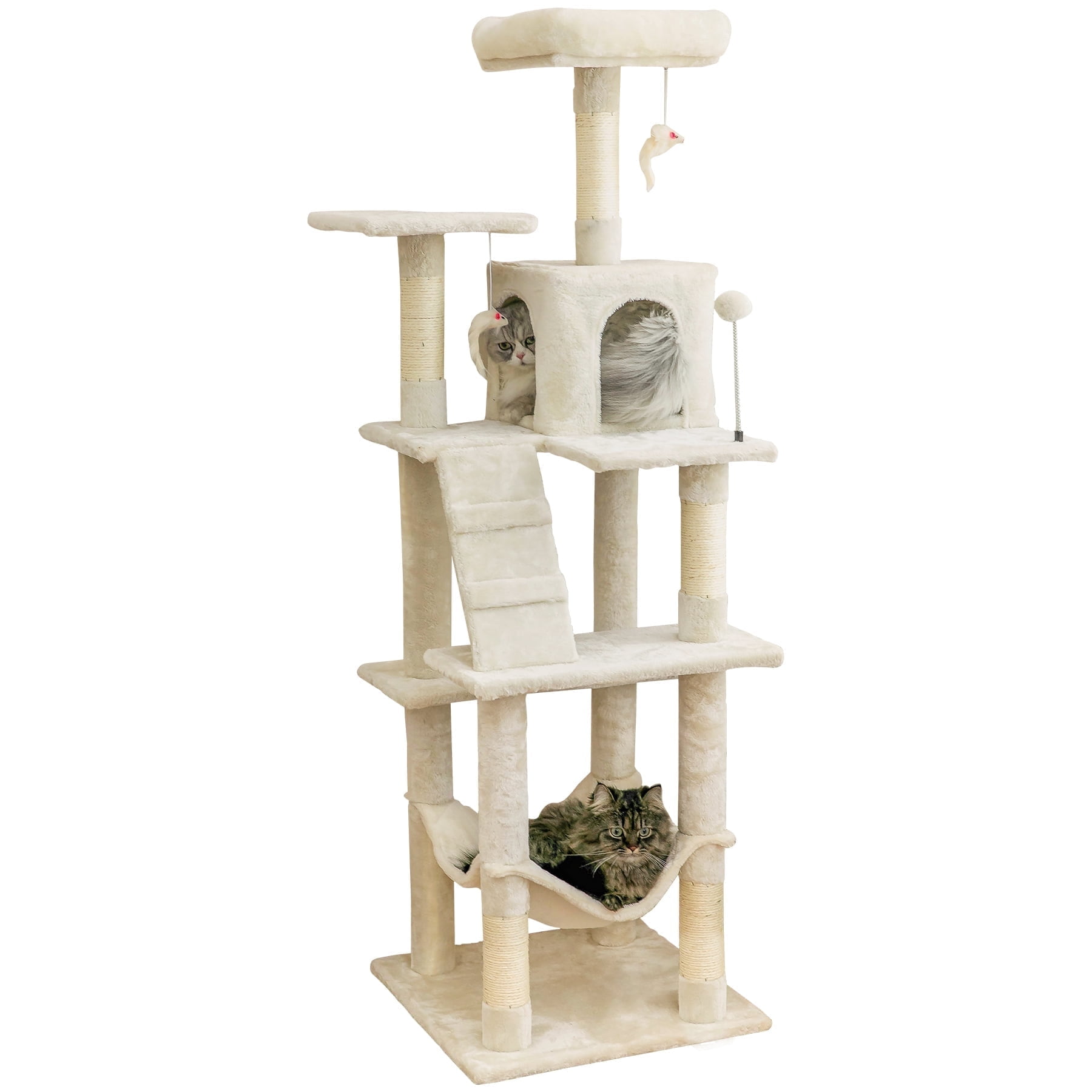 MWPO 63.8" Multi-Level Cat Tree with Condo and Scratching Post Tower ...