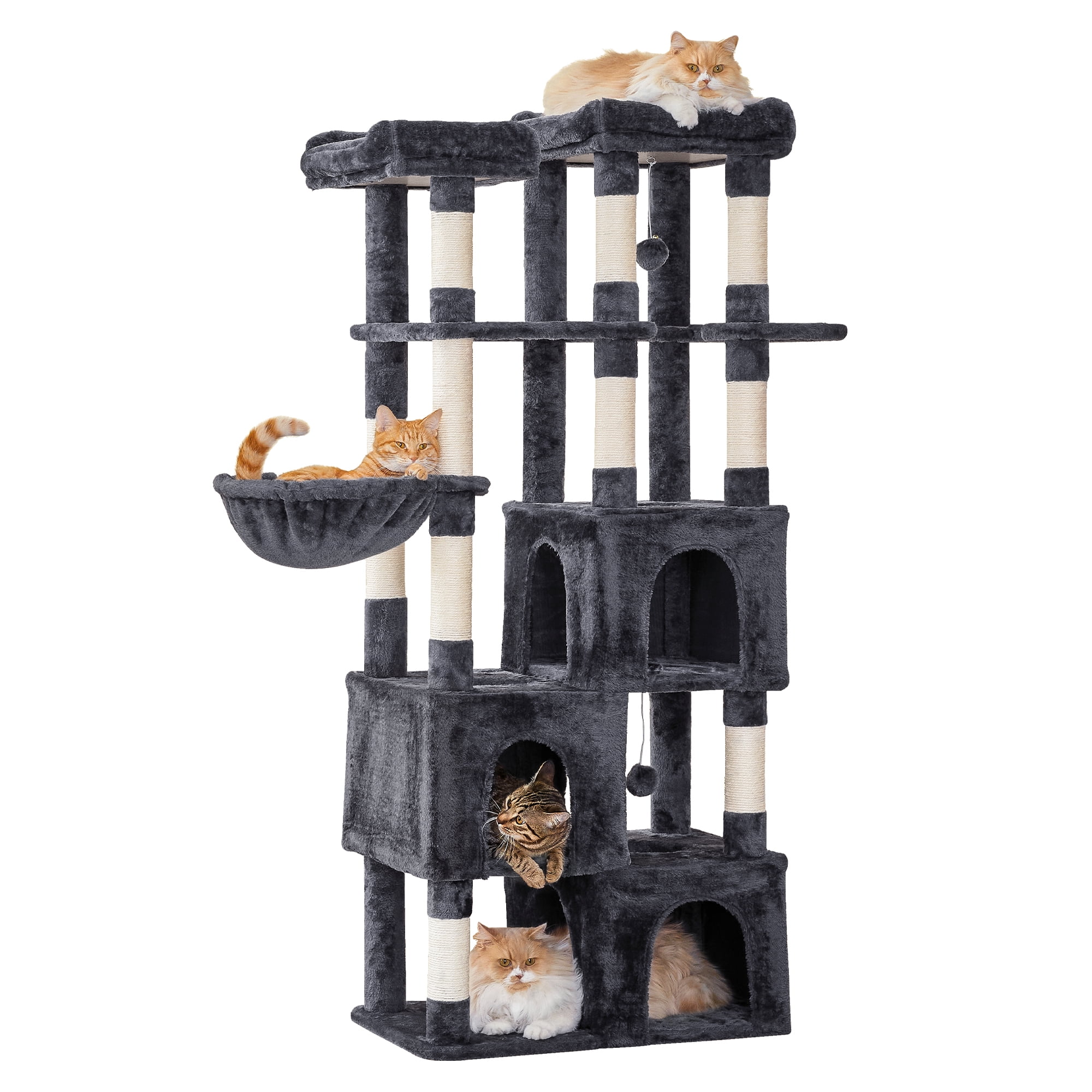 MWPO 63-inch Large Cat Tree for Indoor Cats, Cat Tower with 3 Large Cat ...